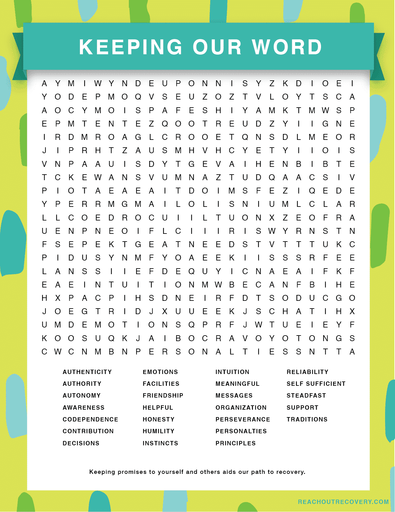 Keeping Our Word - Reach Out Recovery