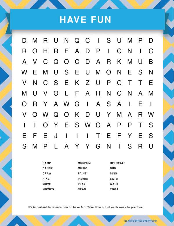 Have Fun With Recovery Words - Reach Out Recovery