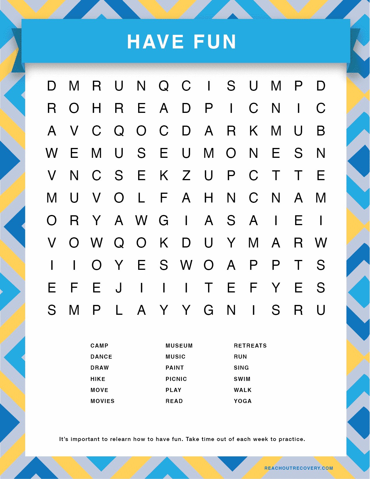 Have Fun With Recovery Words - Reach Out Recovery