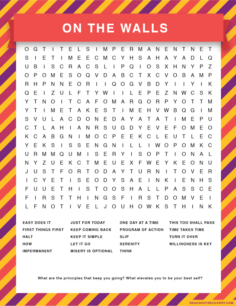 On The Walls Recovery Word Search Find The Answers - Reach Out Recovery